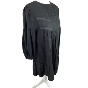 Zara | Dresses | Zara Embroidered Black Lace Inserts Ruffle Hem Mini ...